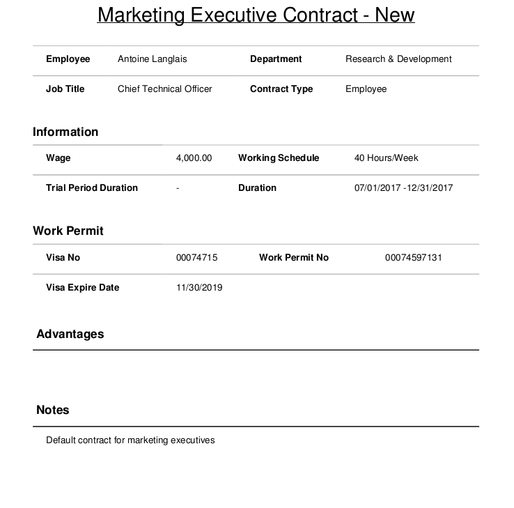 HR Contract Report | The Odoo Store