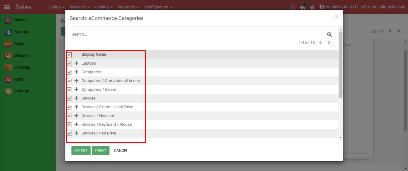 Many2many Multiple Selection | The Odoo Store