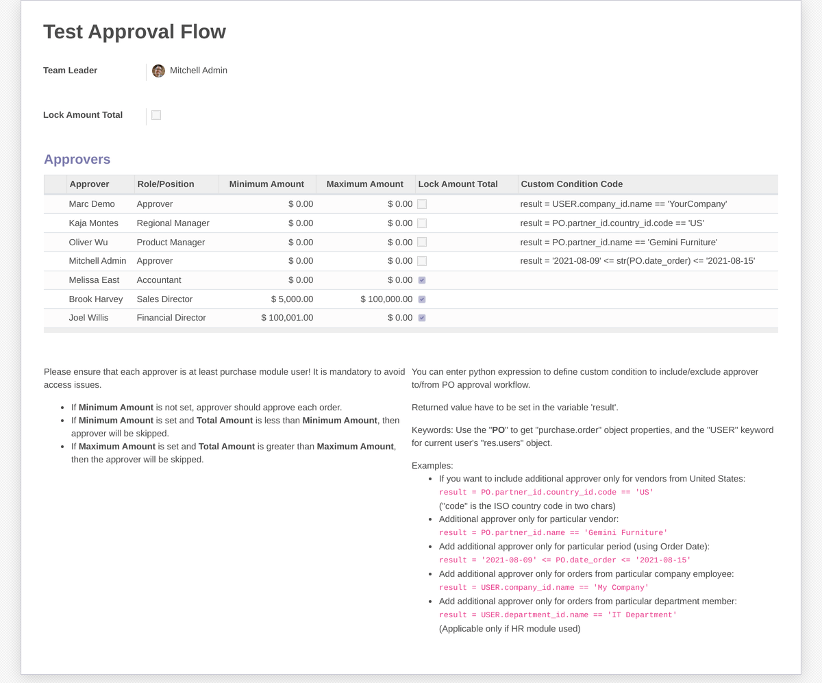 PO Dynamic Approval Process | The Odoo Store
